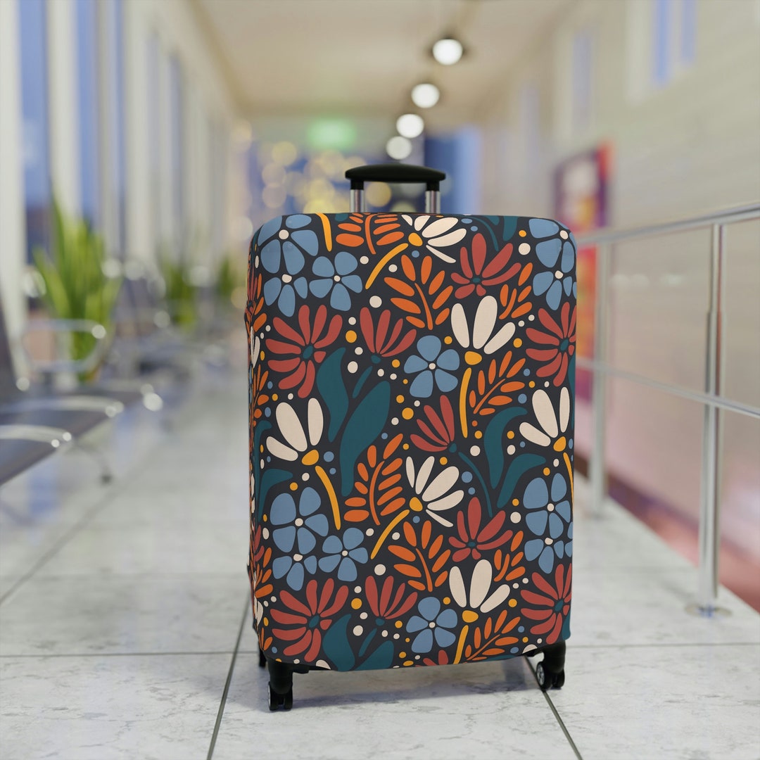 Retro Hippy Groovy Floral Strip Custom Designed Luggage Cover Modern ...