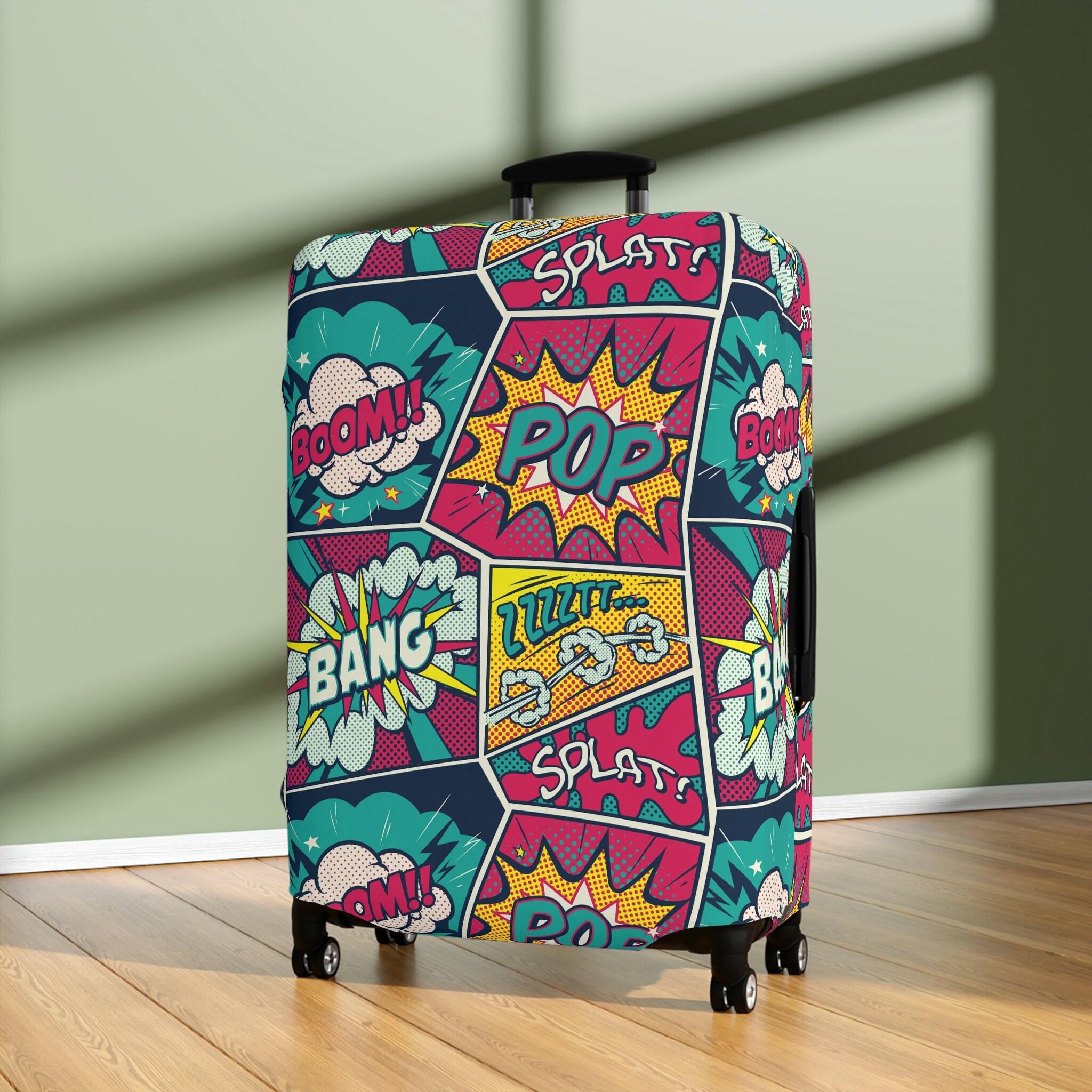 Retro Pop Art Comic Strip Custom Designed Luggage Cover Modern Floral ...