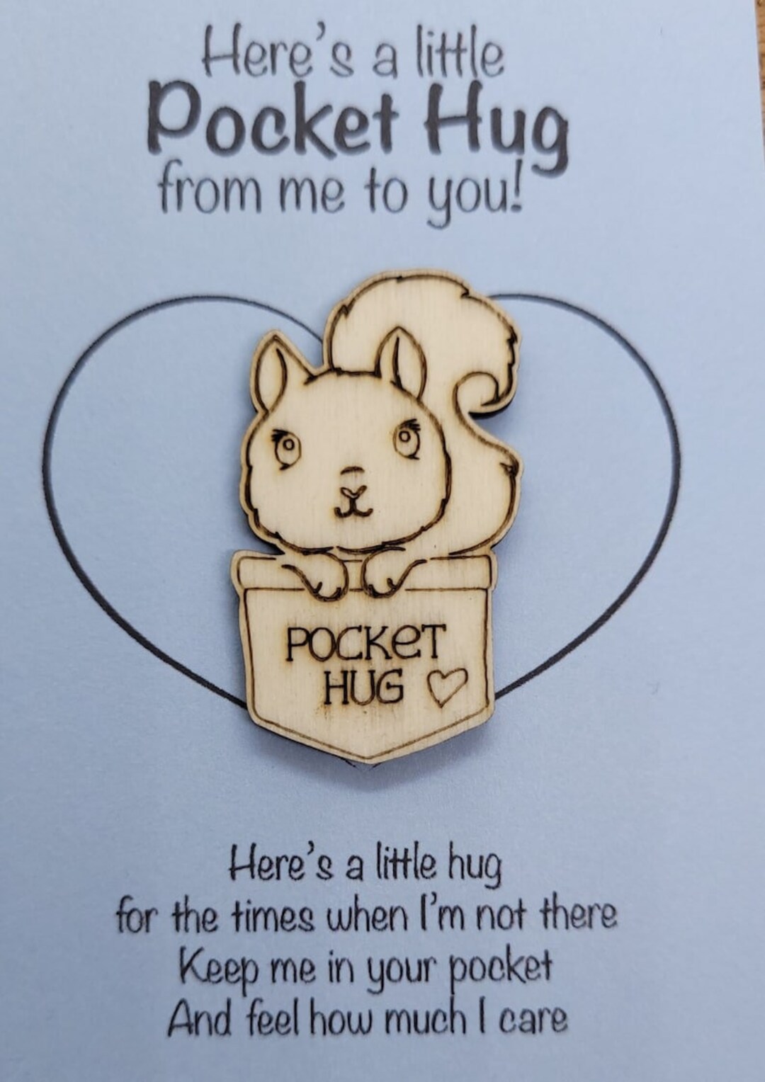 Squirrel Handmade Wooden Pocket Hug Token Love Gift Little Pocket Hug ...