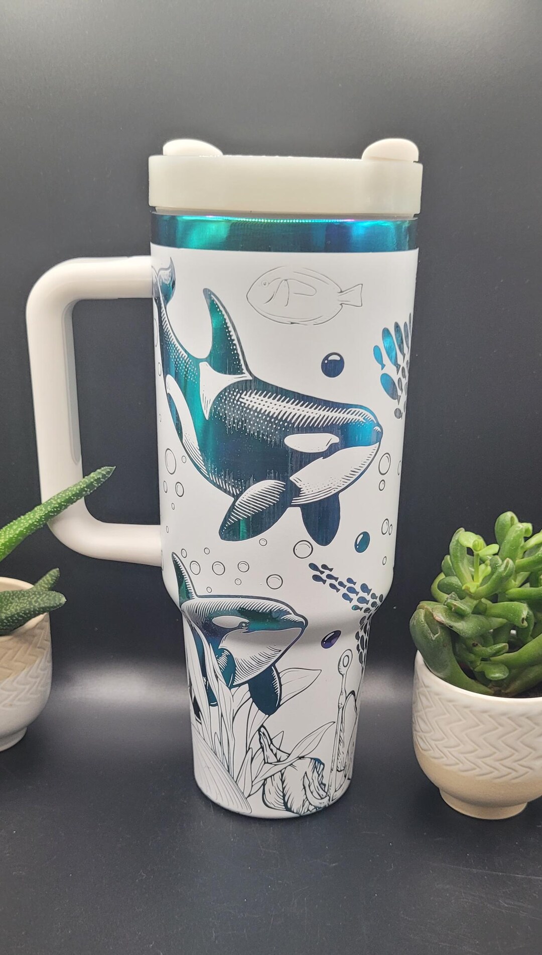 Orcas Killer Whales, Ocean Theme, Whales Engraved 40oz Double Wall ...