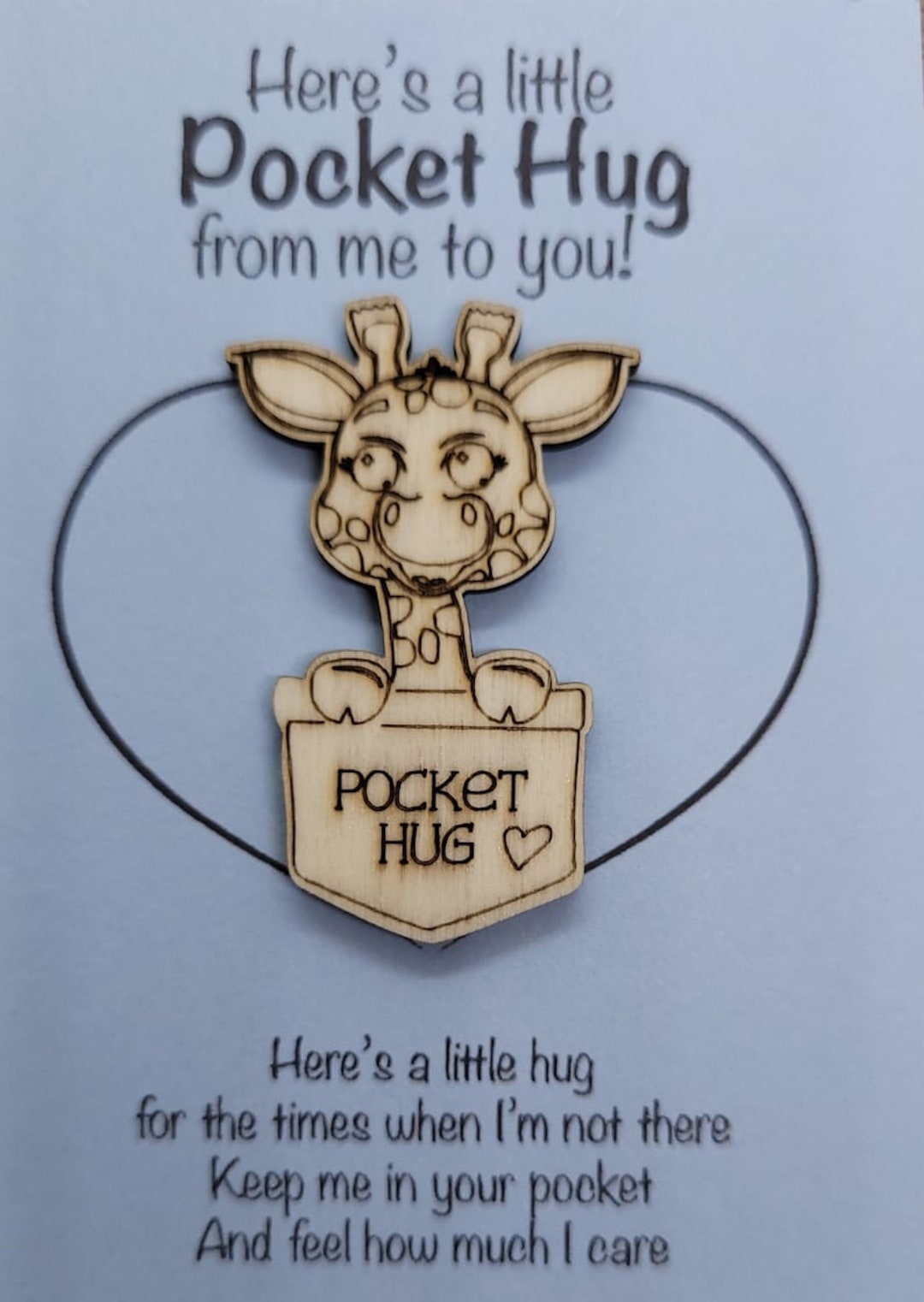 Giraffe Handmade Wooden Pocket Hug Token Love Gift Little Pocket Hug ...