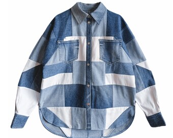 US Size XL. Stunning Beaded and Embroidered Patched Upcycled Shirt ...