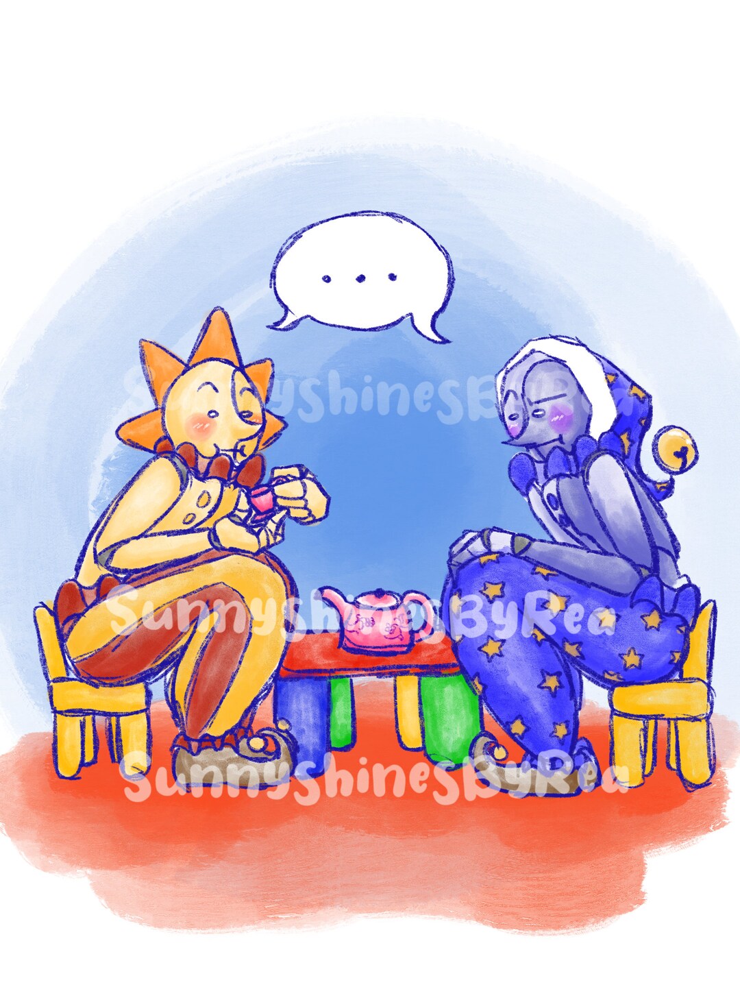 Cute Sundrop and Moondrop Tea Party Inspired Print - Etsy