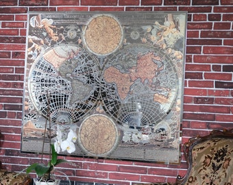 Antique Large World Map Mirror - Etsy