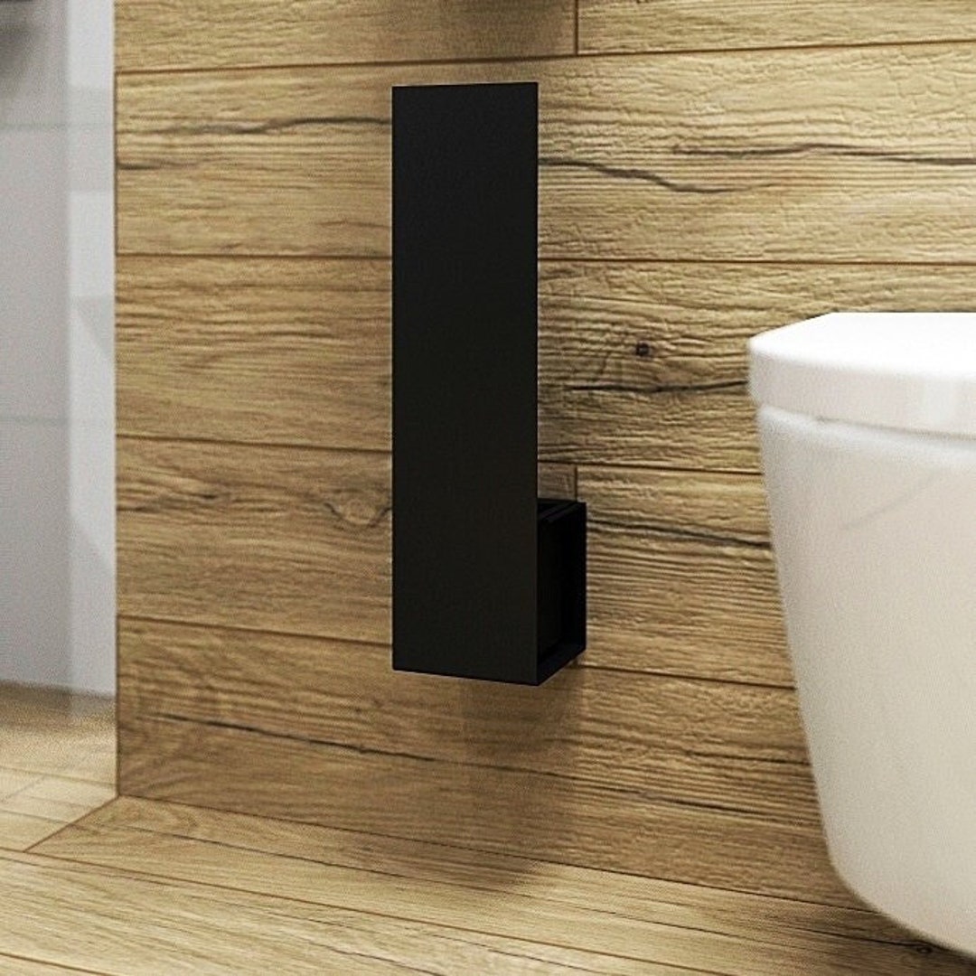Black Toilet Brush Holder With a Toilet Brush NAMOR, Hidden Toilet ...