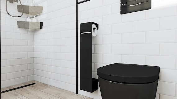 Black Hanging Toilet Brush and Toilet Paper Holder NORKOS Hidden Toilet Brush Modern and Minimalist Etsy UK