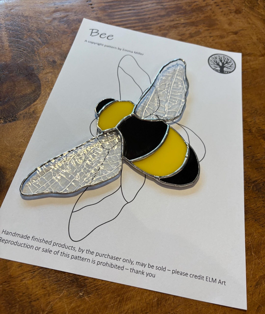 Bee Stained Glass Pattern, Simple Bee Pattern, Digital Download Glass ...