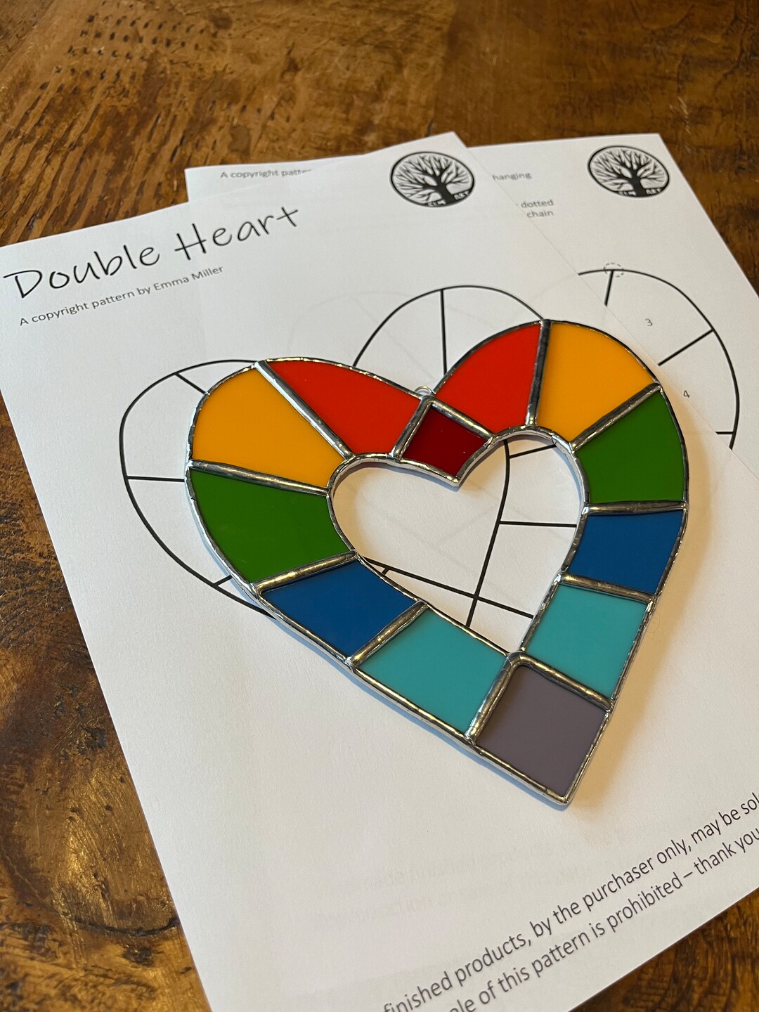 Double Heart Stained Glass Pattern, Digital Download Pattern, Stained ...