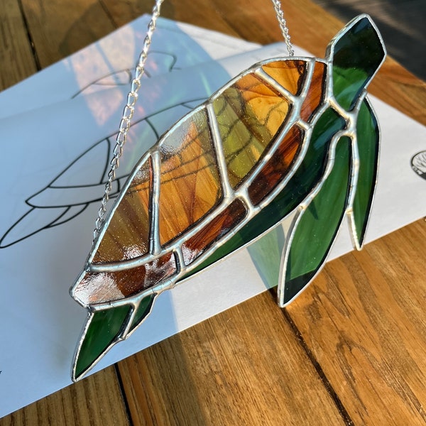 Turtle Stained Glass - Etsy
