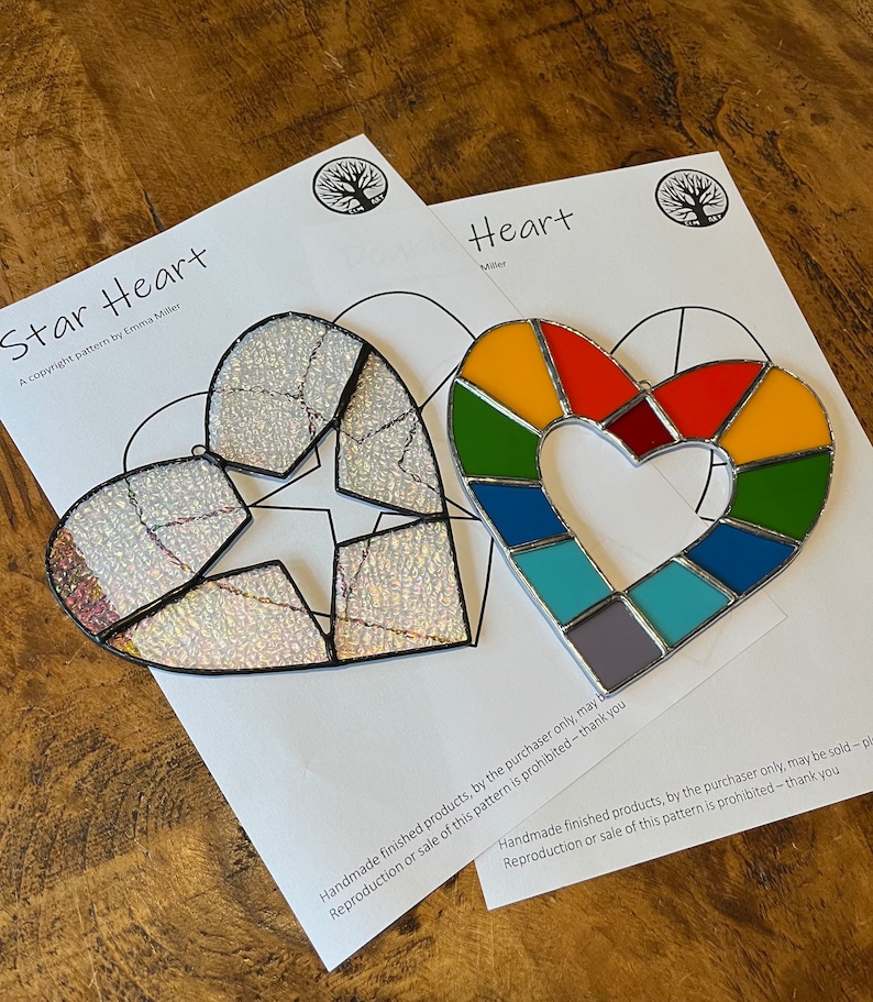 Heart Stained Glass Patterns, 2x Digital Download Patterns, Stained ...