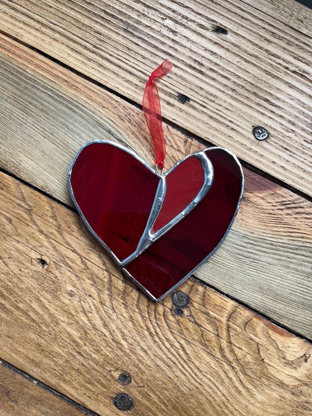 Stained Glass Heart, Red Heart Suncatcher, Heart Gift, Valentines Gift ...