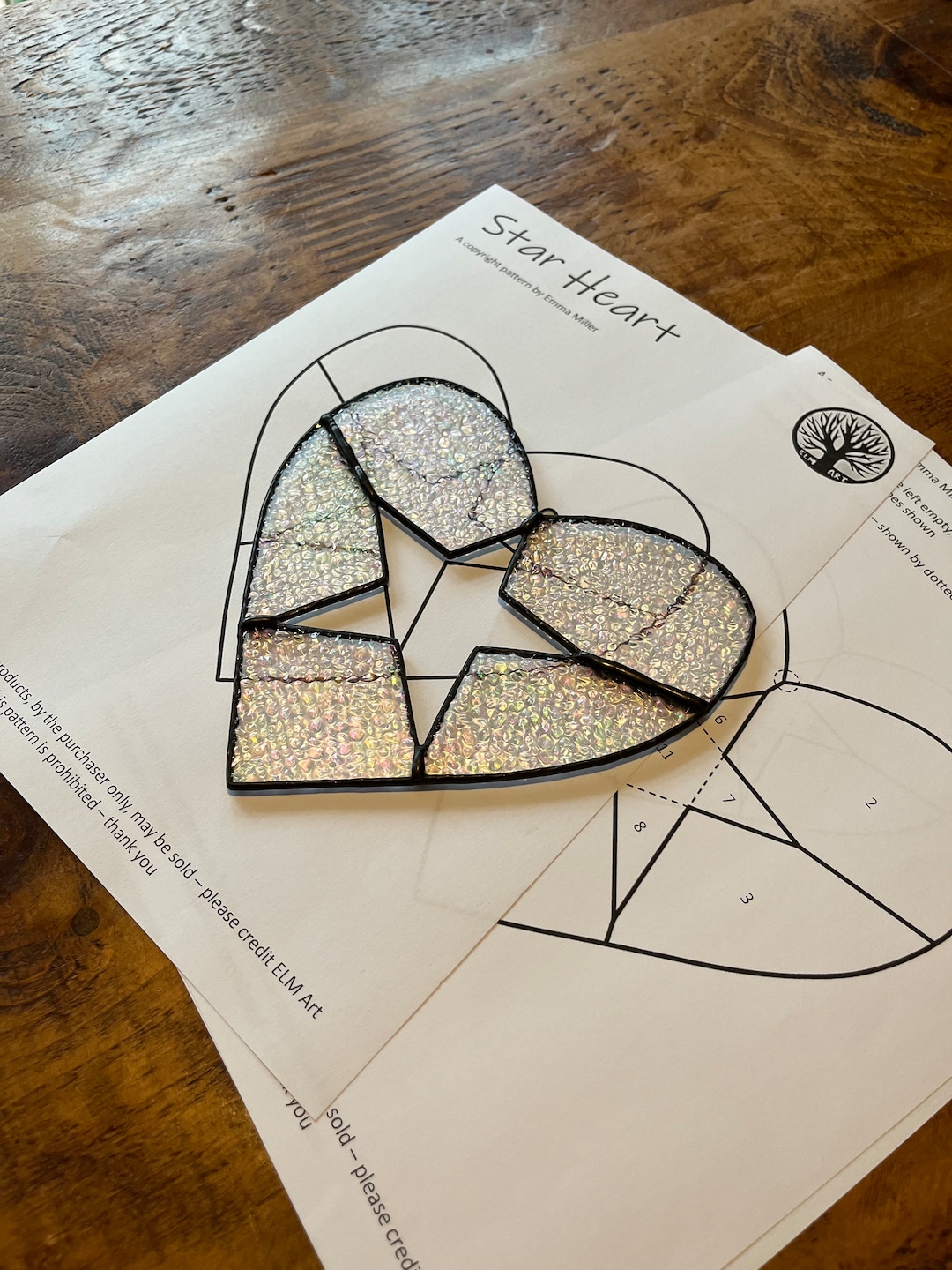 Star Heart Stained Glass Pattern, Digital Download Pattern, Stained ...