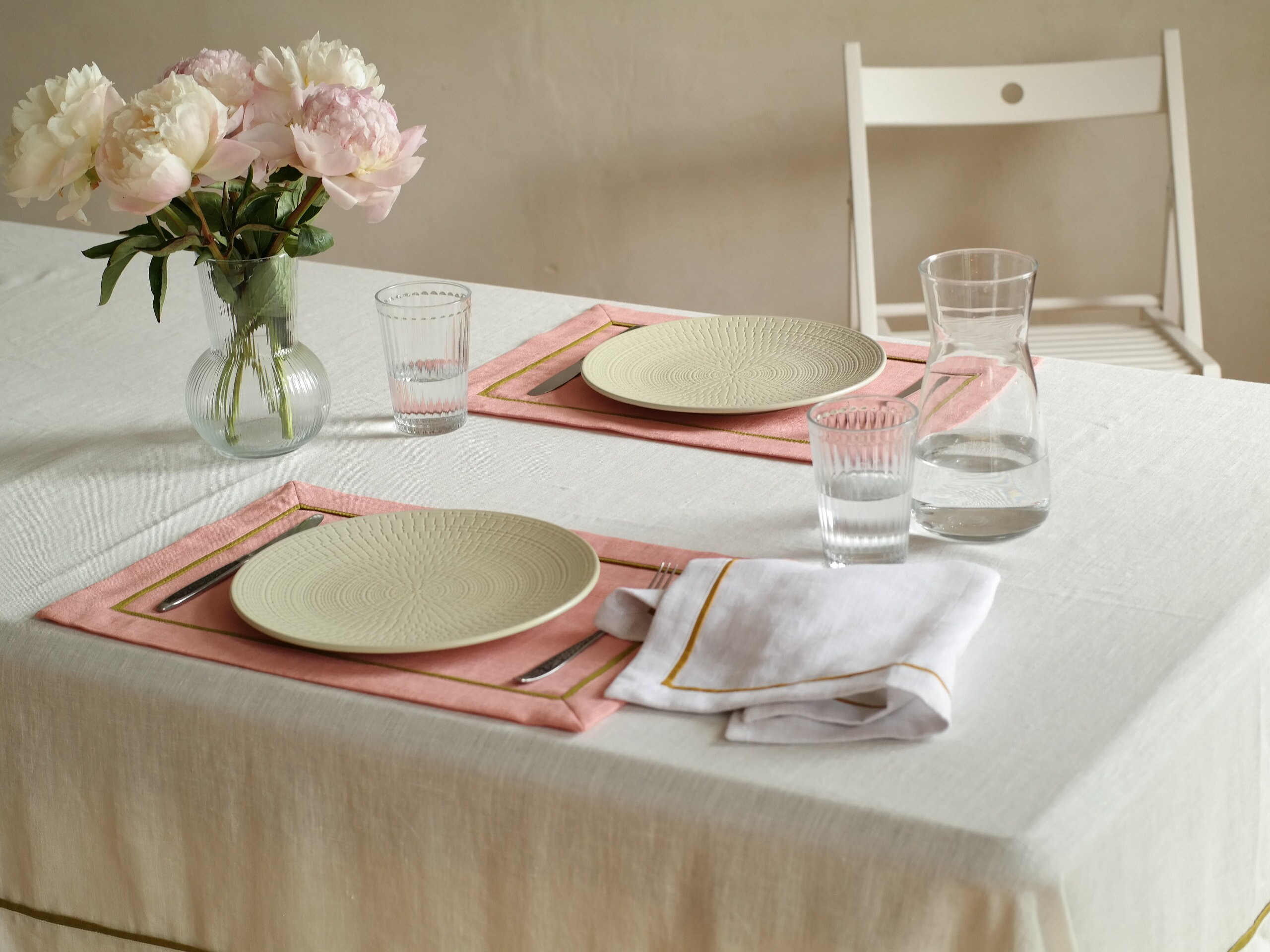 Pink Linen Table Runner. Soft Linen Table Runner. Linen Table Runner ...
