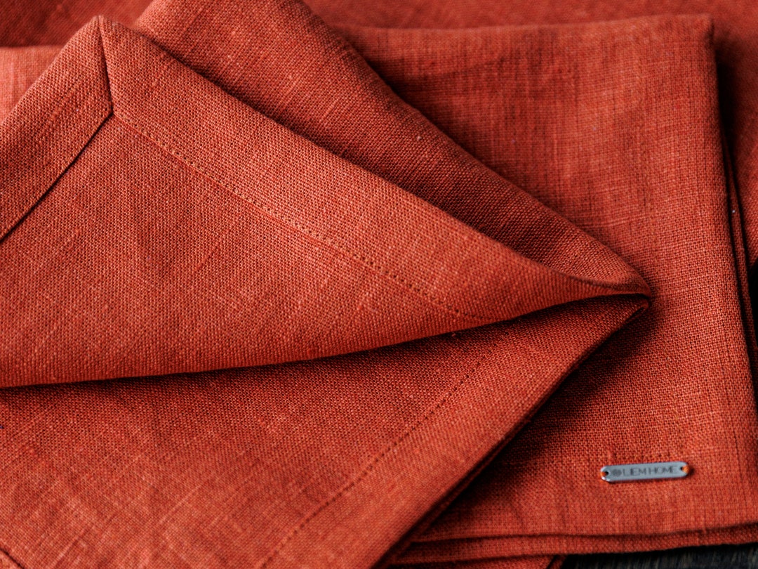 Soft Linen Napkin Available in 42 Colors - Rust Linen Napkin With ...