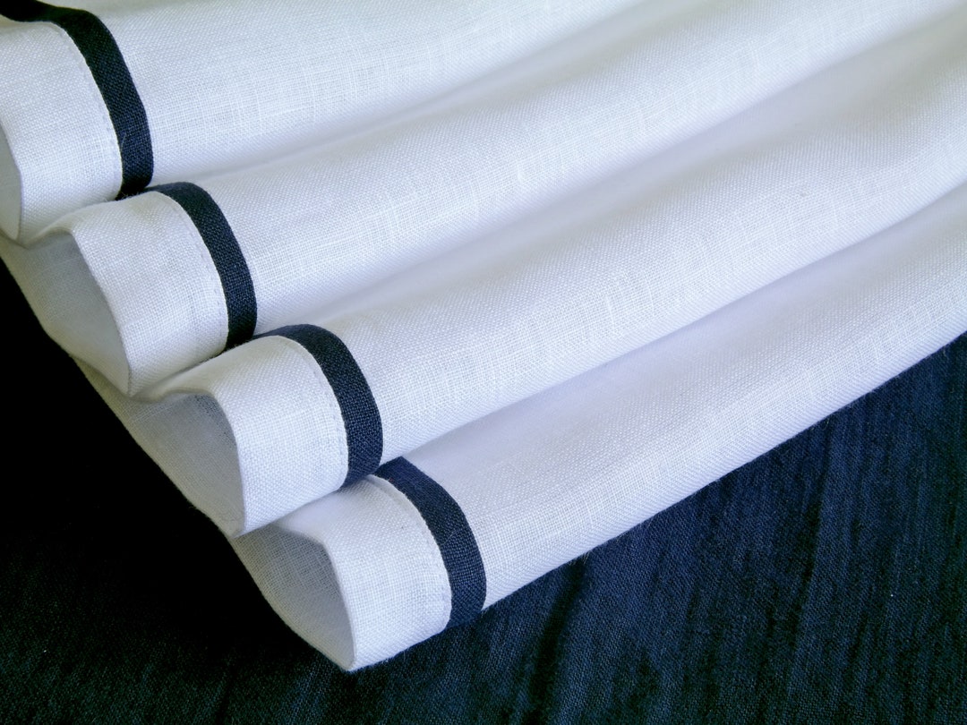 Softened Linen Napkins. Linen Napkin Border. Mitered Corners Linen ...