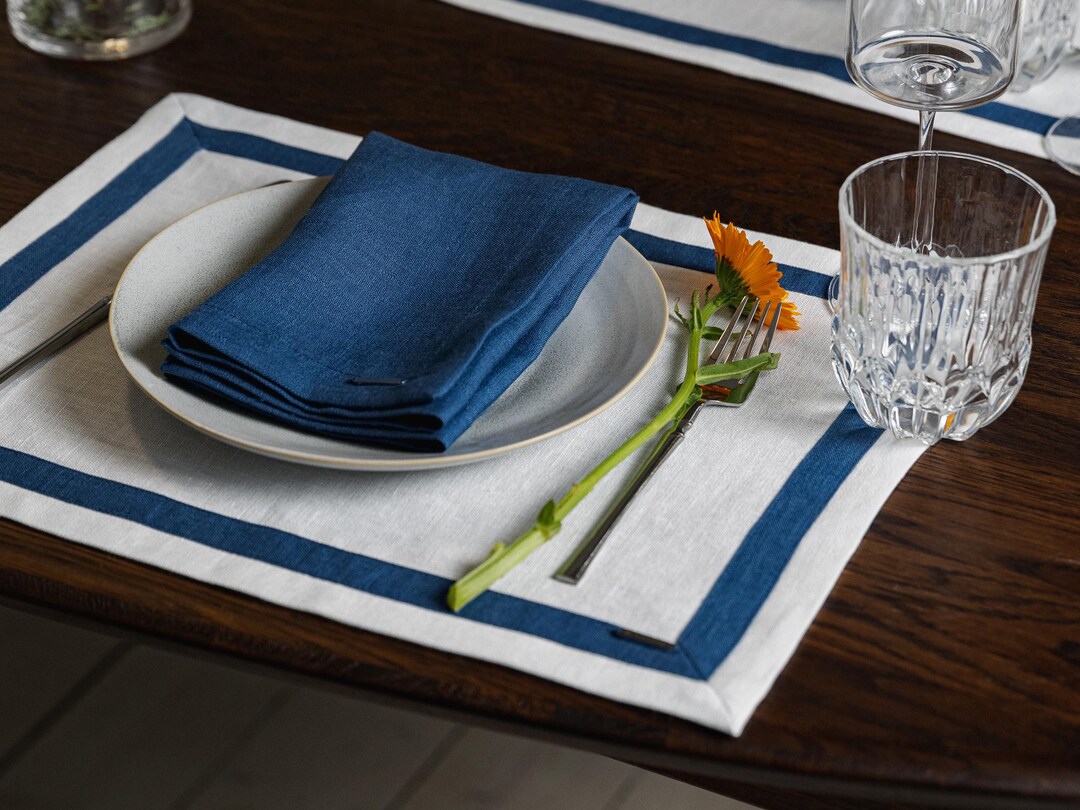 Custom Linen Placemat. Softened Linen Placemat. Dinner Table Setting ...