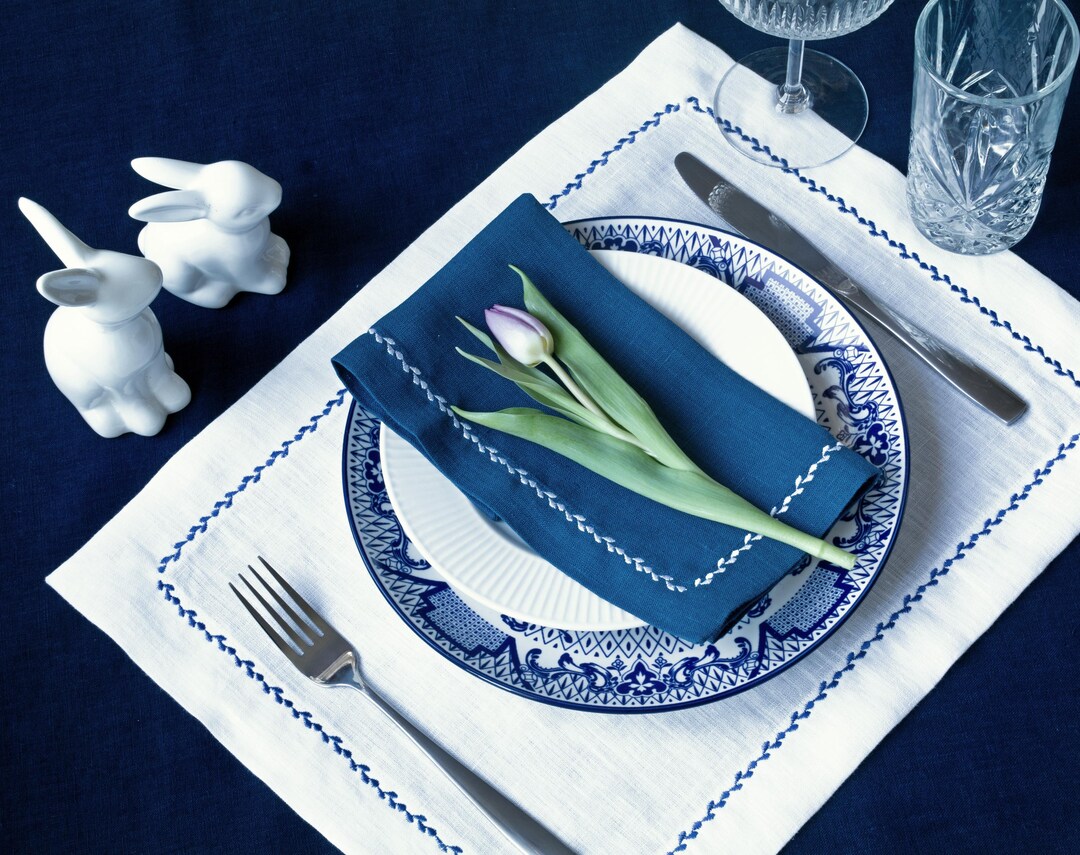 Custom Placemat With Embroidery Edging, Spring Placemat, Embroidery ...