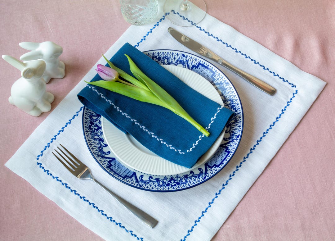 Custom Placemat With Embroidery Edging, Spring Placemat, Embroidery ...