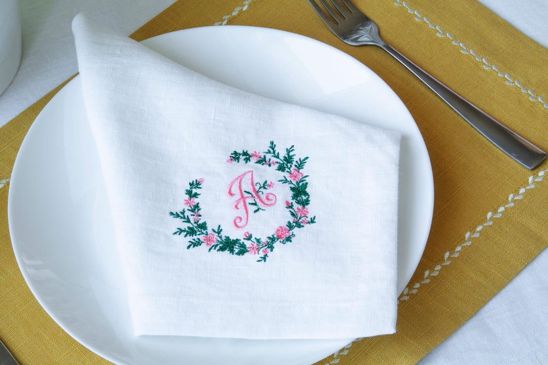 Monogrammed Linen Napkins, Personalized Linen Napkins, Personalized ...