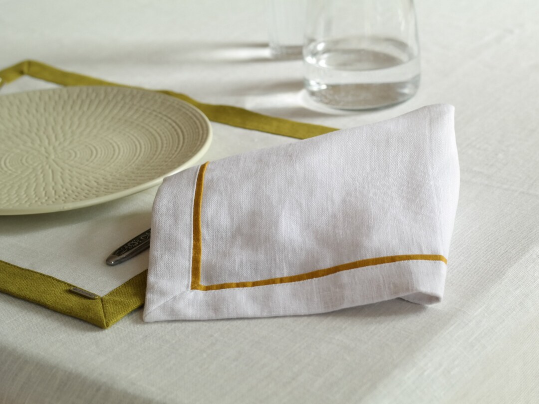 Softened Linen Napkins. Mitered Corners Linen Napkins. Linen Napkin ...