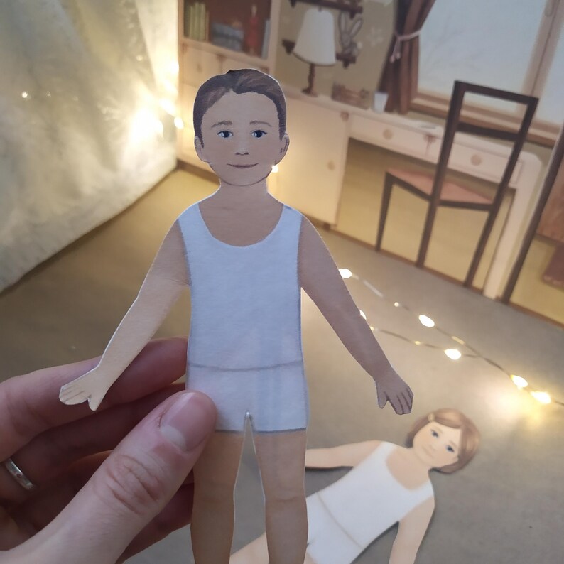 Printable Boy and Girl Paper Doll Template, Children/toddler Dress up ...