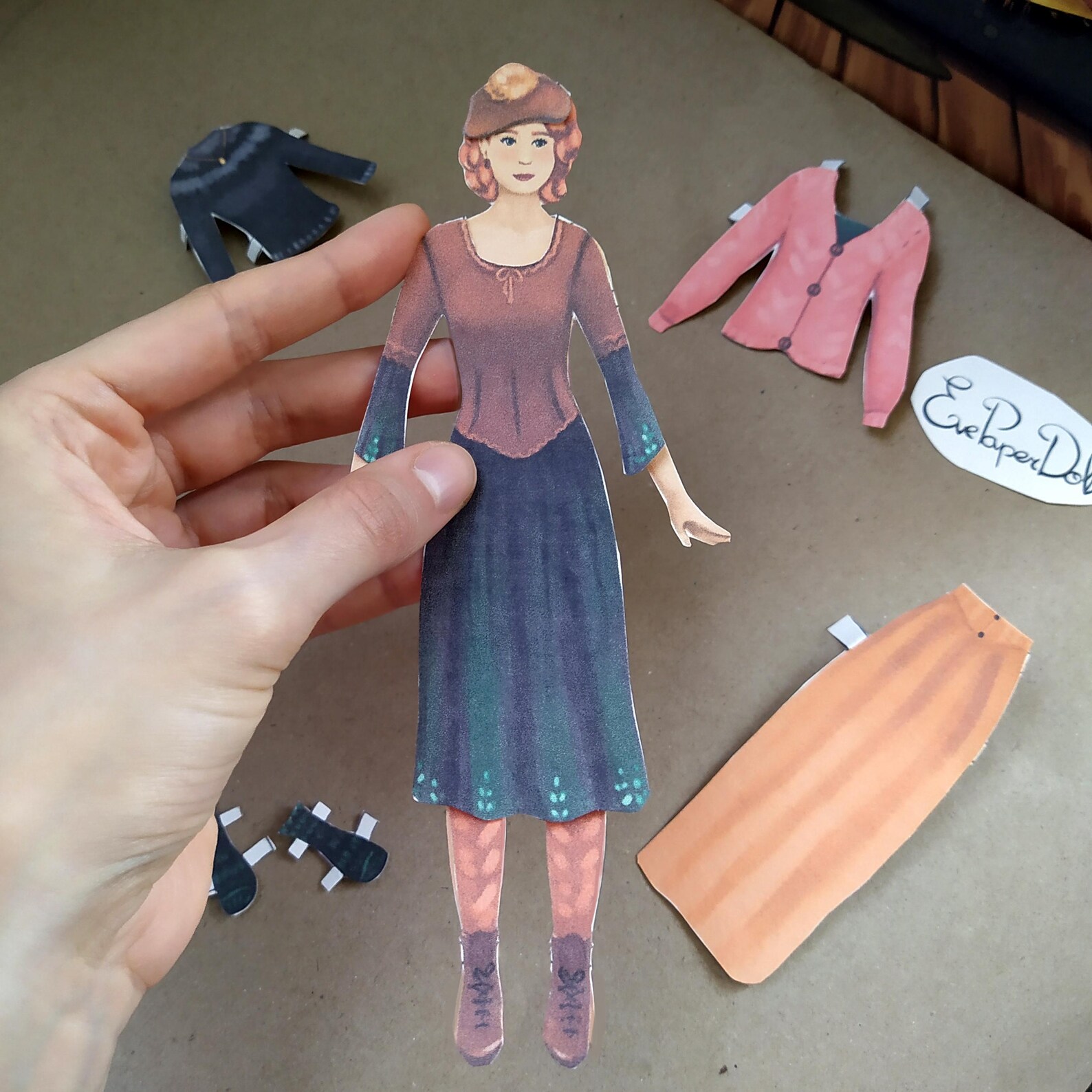 Printable Paper Doll Girl, Cute Red Hair Dress up Doll With Clothes ...