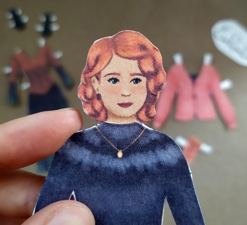 Printable Paper Doll Girl, Cute Red Hair Dress up Doll With Clothes ...