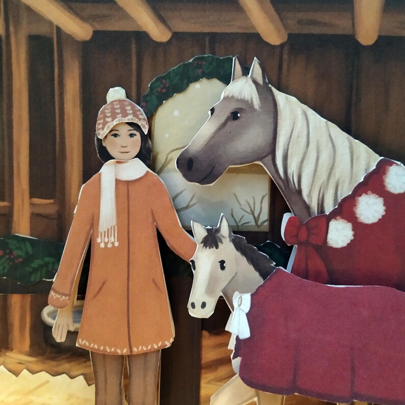 Printable Paper Doll Horse Stable. DIY Cut-out Craft Kits for Kids. Winter Edition. - Etsy