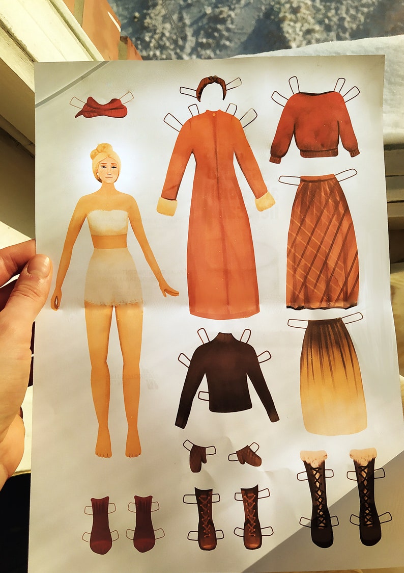 Printable Paper Dolls, Realistic Vintage Paper Doll, DIY Winter Paper ...