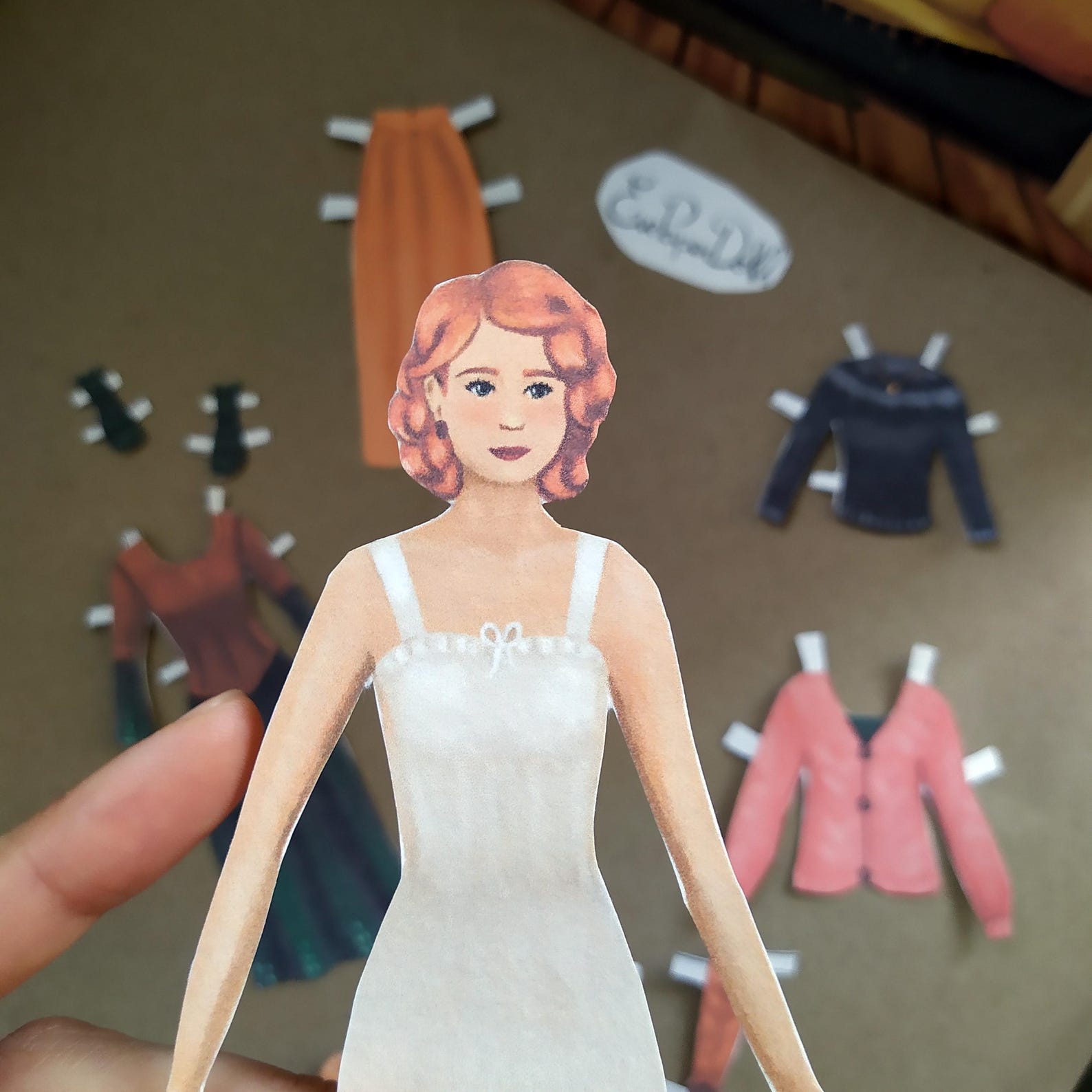 Printable Paper Doll Girl, Cute Red Hair Dress up Doll With Clothes ...
