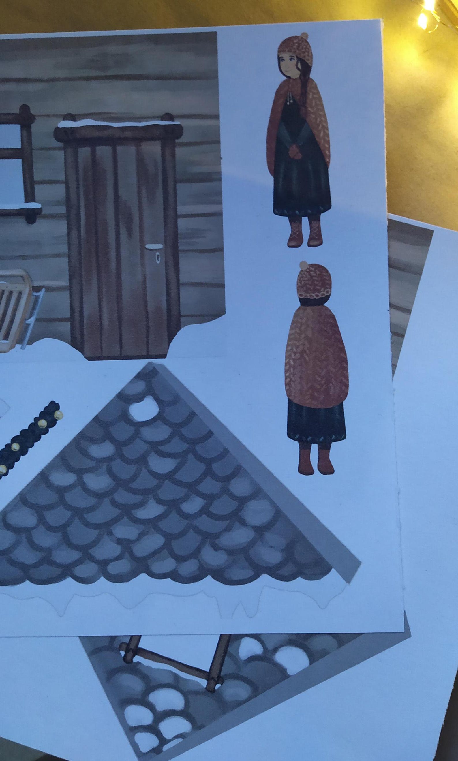 Printable Paper House With Little Paper Doll/ Handmade Winter Paper ...