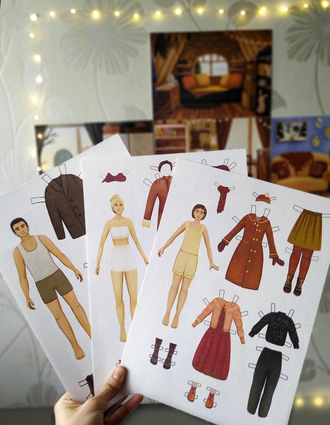 Printable Christmas Paper Dollhouse, Paper Doll Family, Dollhouse Room ...