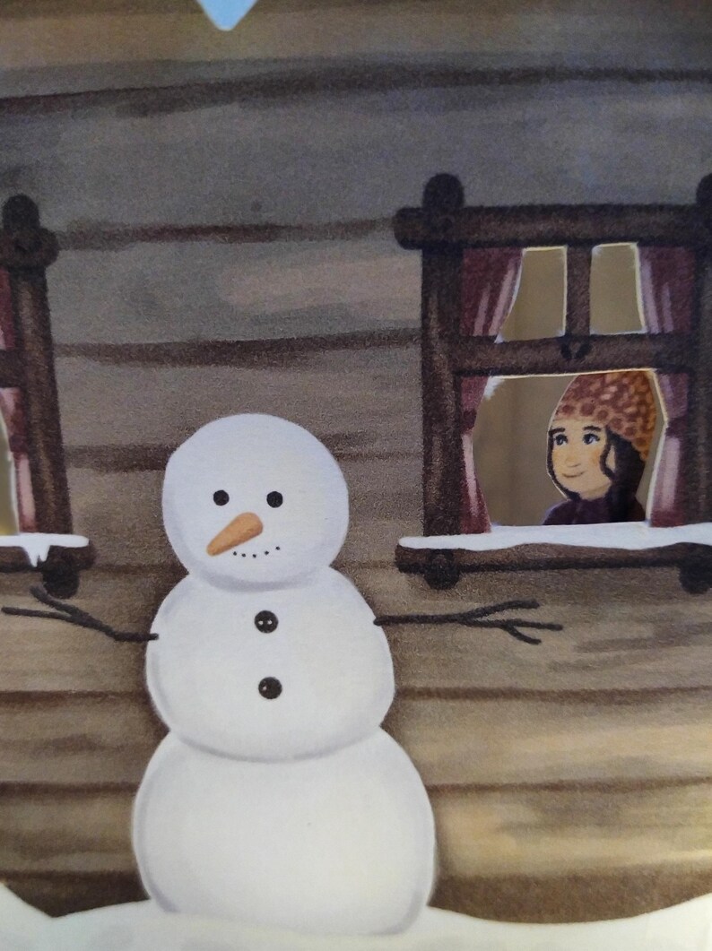 Printable Paper House With Little Paper Doll/ Handmade Winter Paper ...