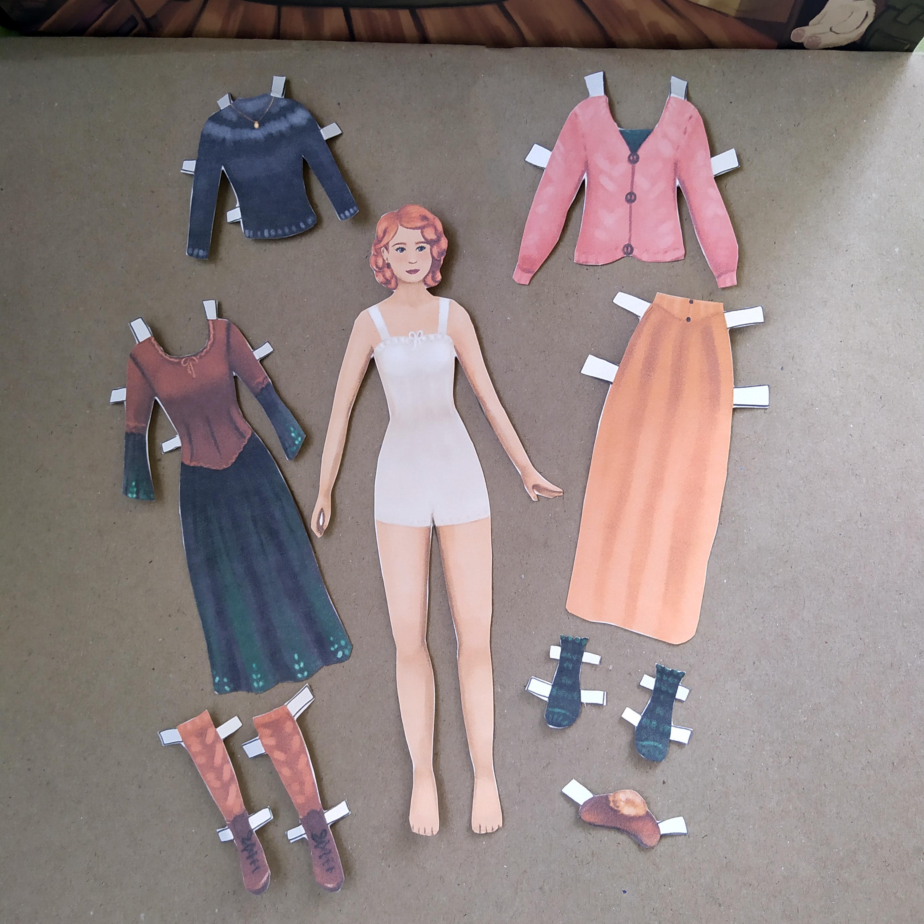 Printable Paper Doll Girl, Cute Red Hair Dress up Doll With Clothes ...