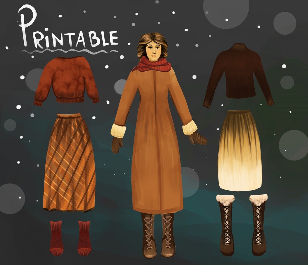 Printable Paper Doll, Realistic Vintage Paper Doll, DIY Winter Paper ...