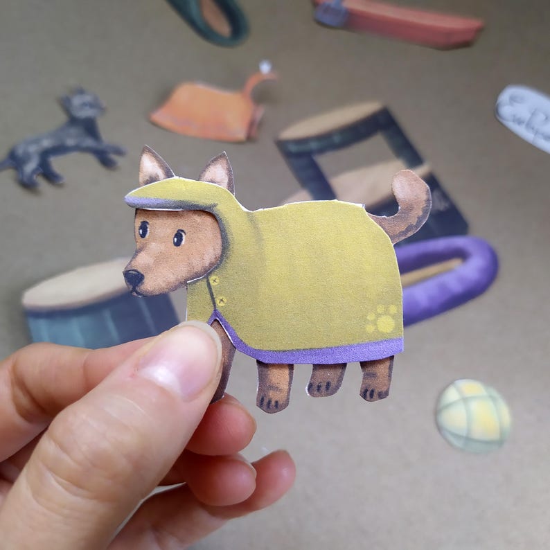 Printable Paper Doll Animals, Retro Style Cat and Dog Cut Out Dolls ...