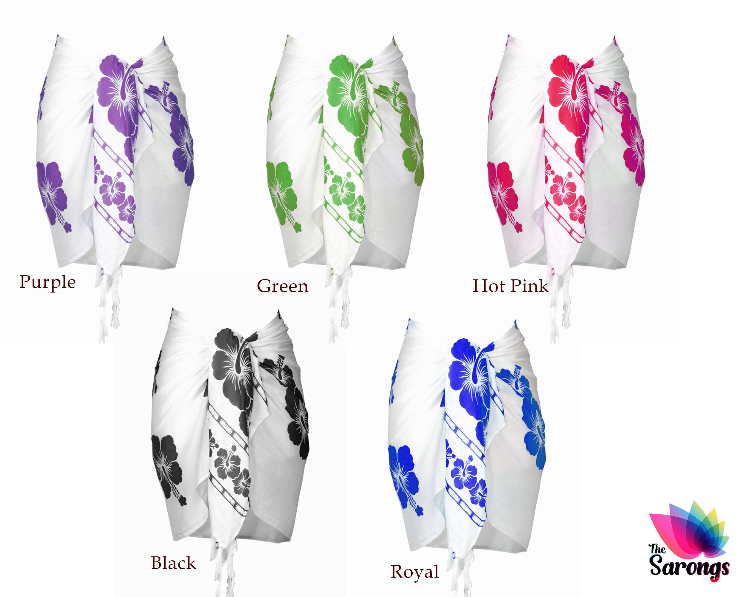 Beach Hibiscus Flower Sarongs, Beach Cover Up, Bridal Sarong, Beach ...