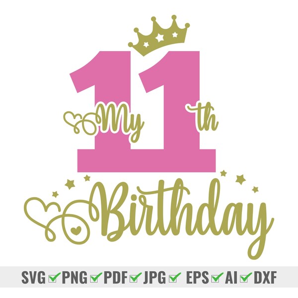 11th Birthday Svg - Etsy