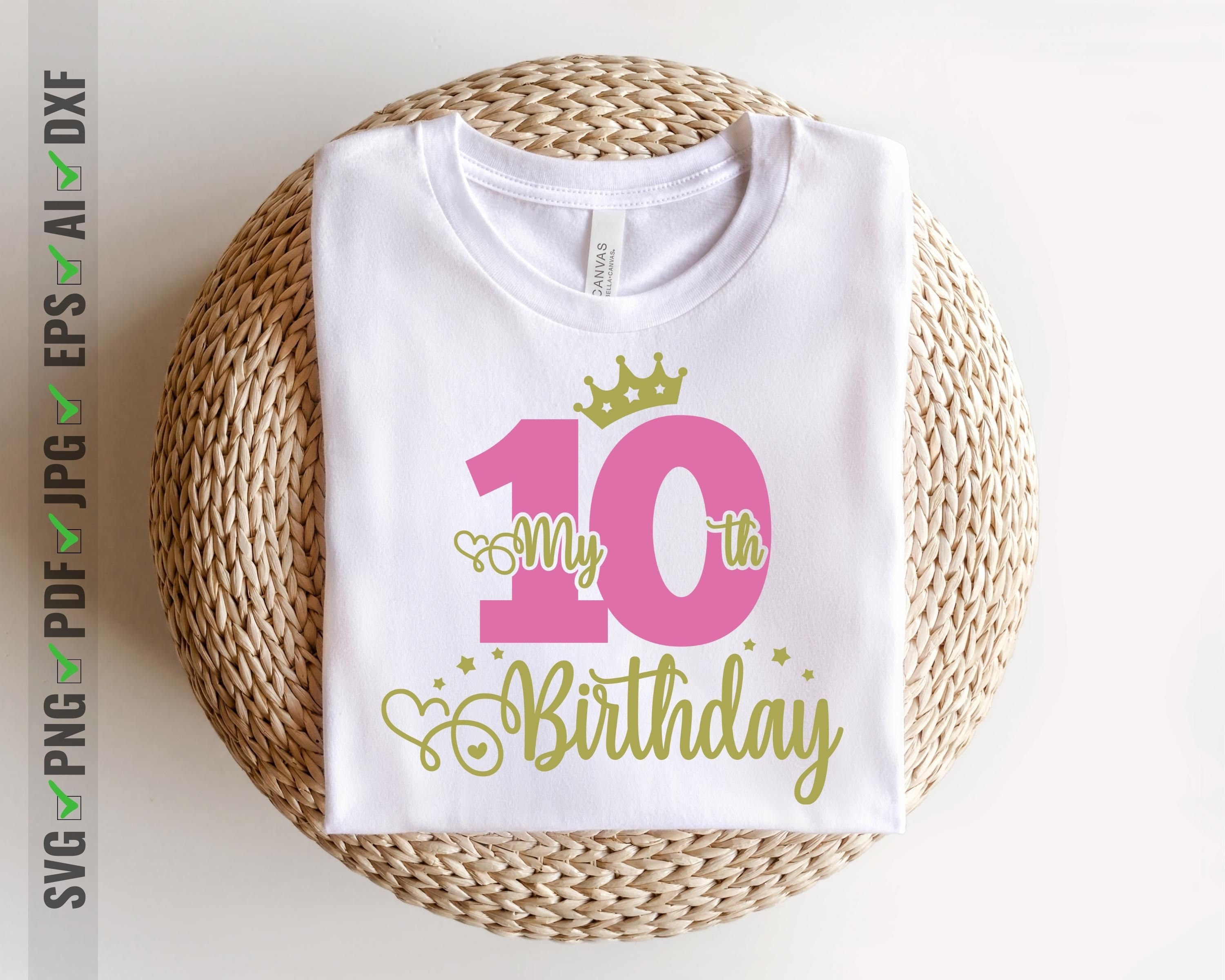 10th Birthday SVG PNG, 10th Birthday Svg, Birthday Svg, Ten Birthday ...