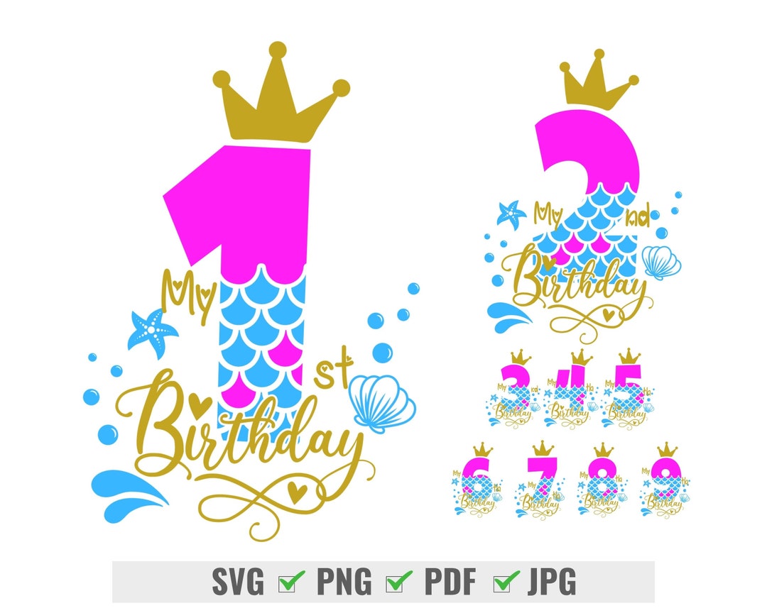 1-9 Birthday Svg Bundle, It's My Birthday Svg, Birthday Queen Svg ...