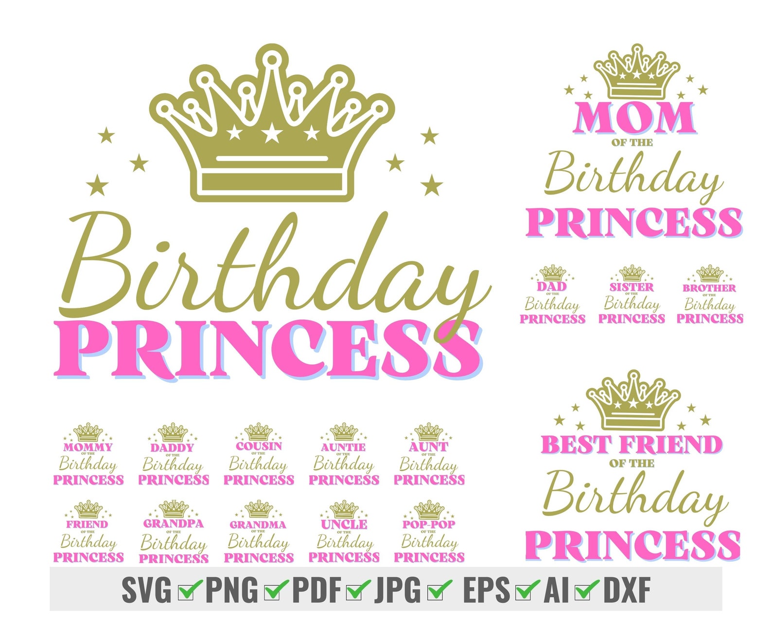 Birthday Princess SVG Bundle: Matching Family Shirts (digital Download ...