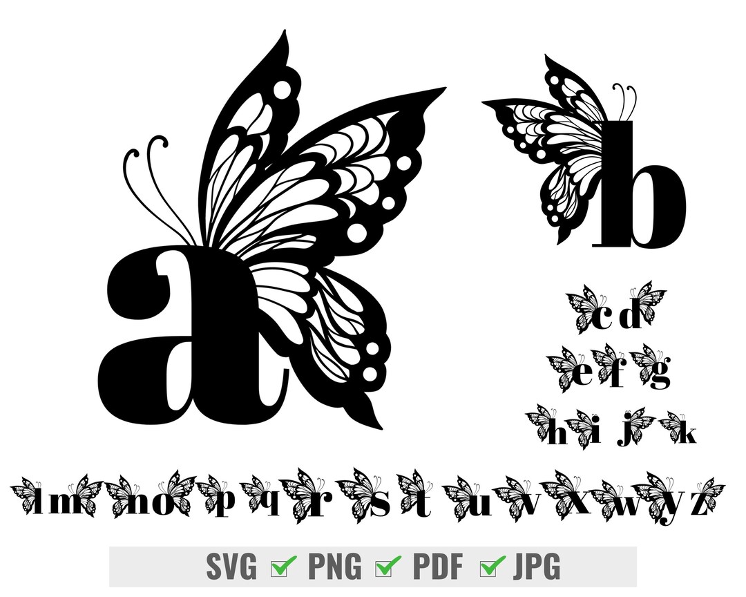 Butterfly Monogram Alphabet SVG, PNG, Monogram Frame Alphabet, Cricut ...