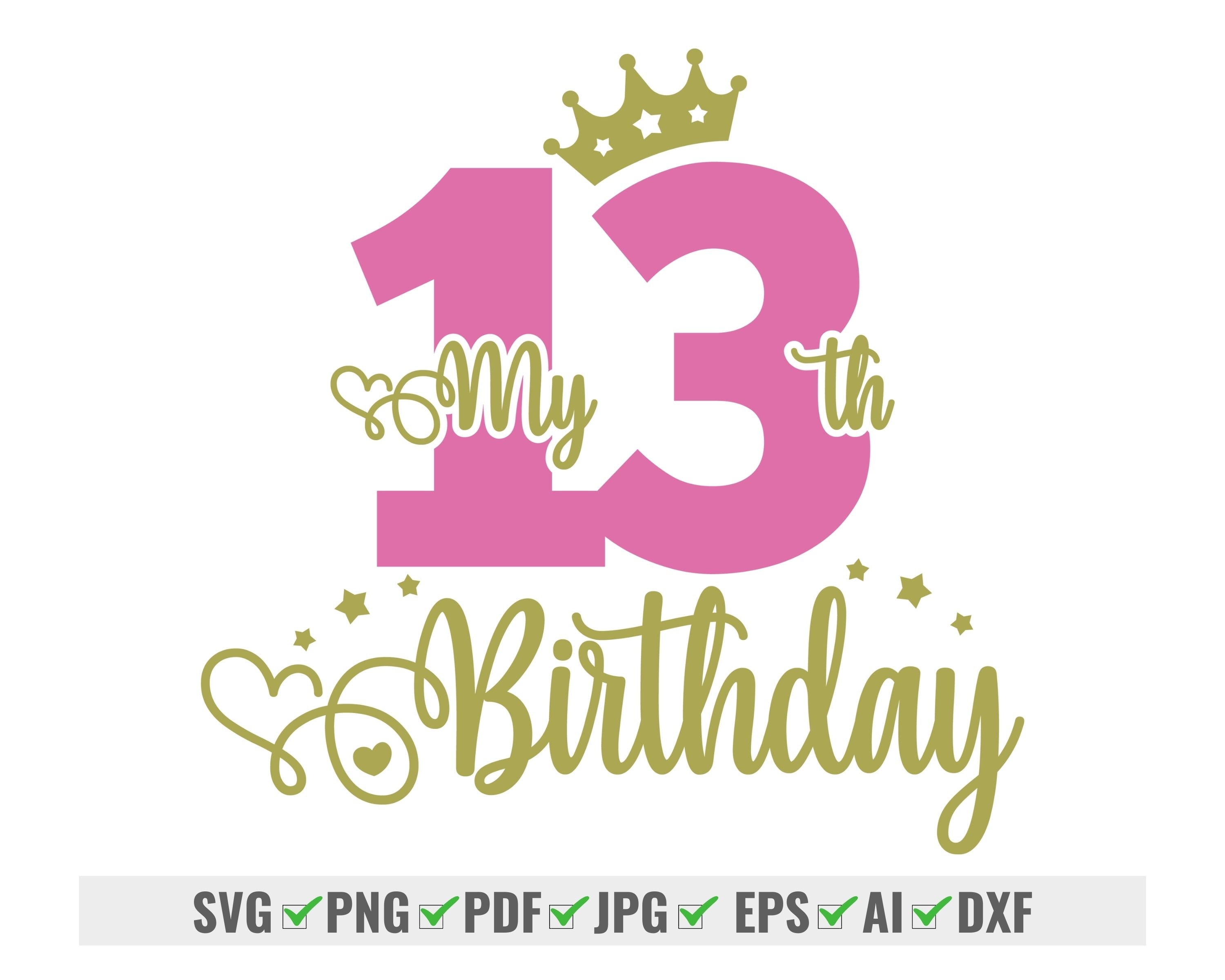 13th Birthday SVG, Thirteen Birthday Svg, My 13th Birthday Svg, 13 ...