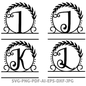 Split Monogram SVG Bundle, Split Letters PNG, Fancy Alphabet Circle ...
