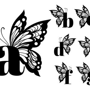 Butterfly Monogram Alphabet SVG PNG Monogram Frame Alphabet - Etsy