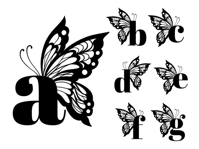 Butterfly Monogram Alphabet SVG PNG Monogram Frame Alphabet - Etsy