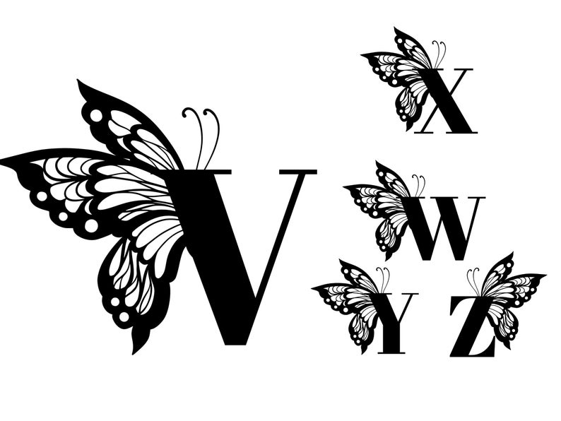 Butterfly Monogram Alphabet SVG PNG Monogram Frame Alphabet - Etsy