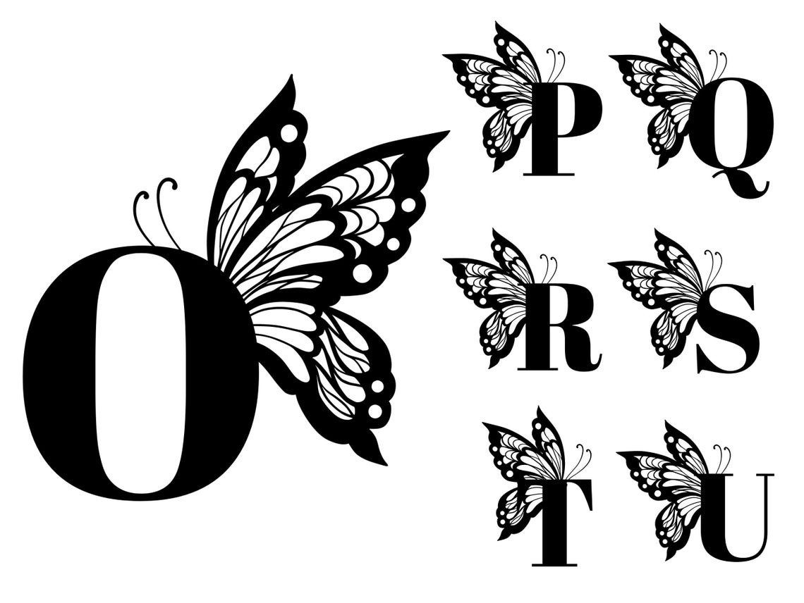 Butterfly Monogram Alphabet SVG PNG Monogram Frame Alphabet - Etsy