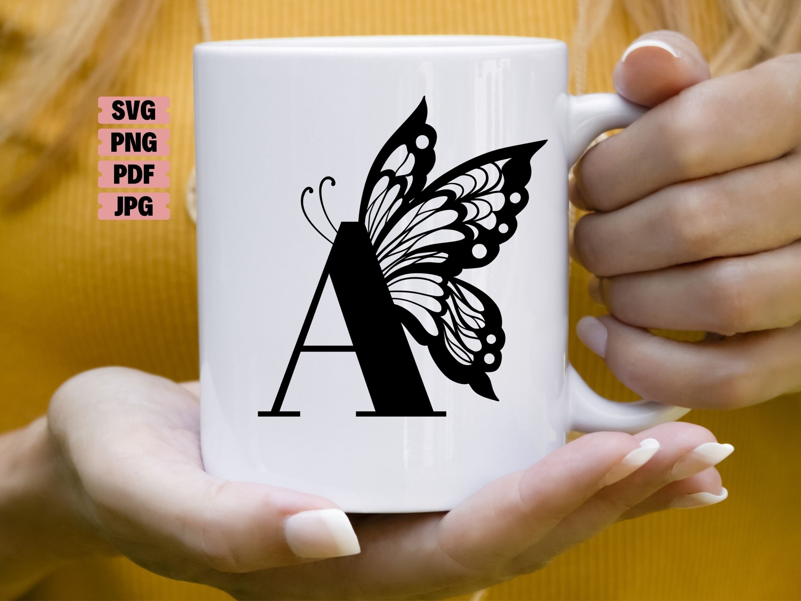 Papillon monogramme Alphabet SVG PNG monogramme cadre - Etsy France