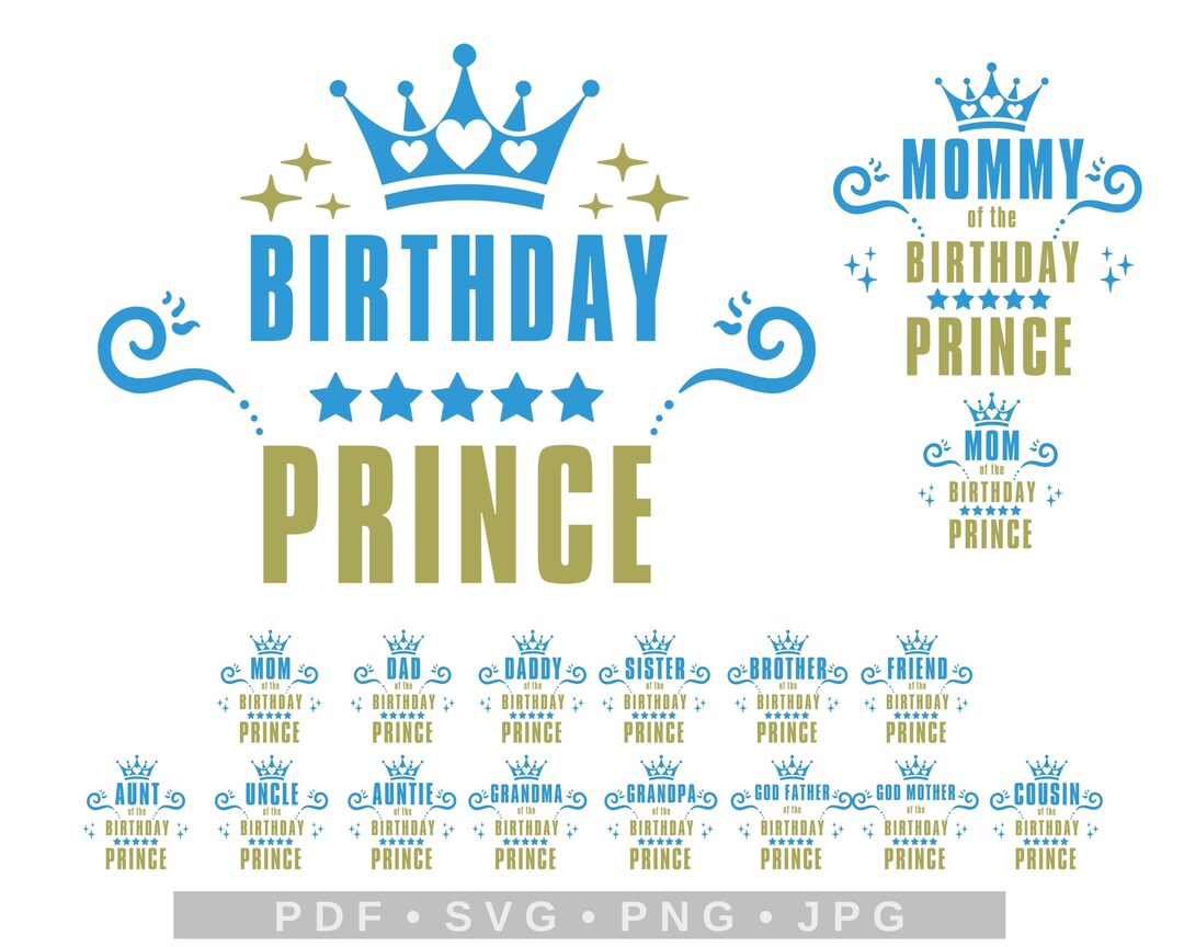 Birthday Prince Svg Bundle Mom of the Birthday Prince Dad of - Etsy